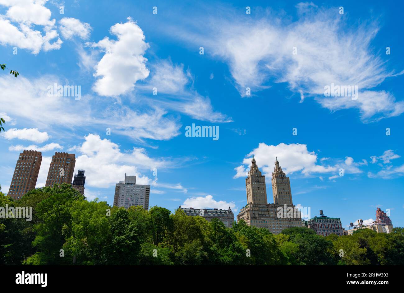 Manhattan buildings from Central Park USA. view of the Manhattan ...