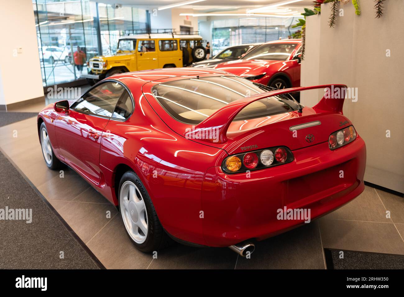 New York City, USA - July 23, 2023: toyota supra 1994 sports car red ...