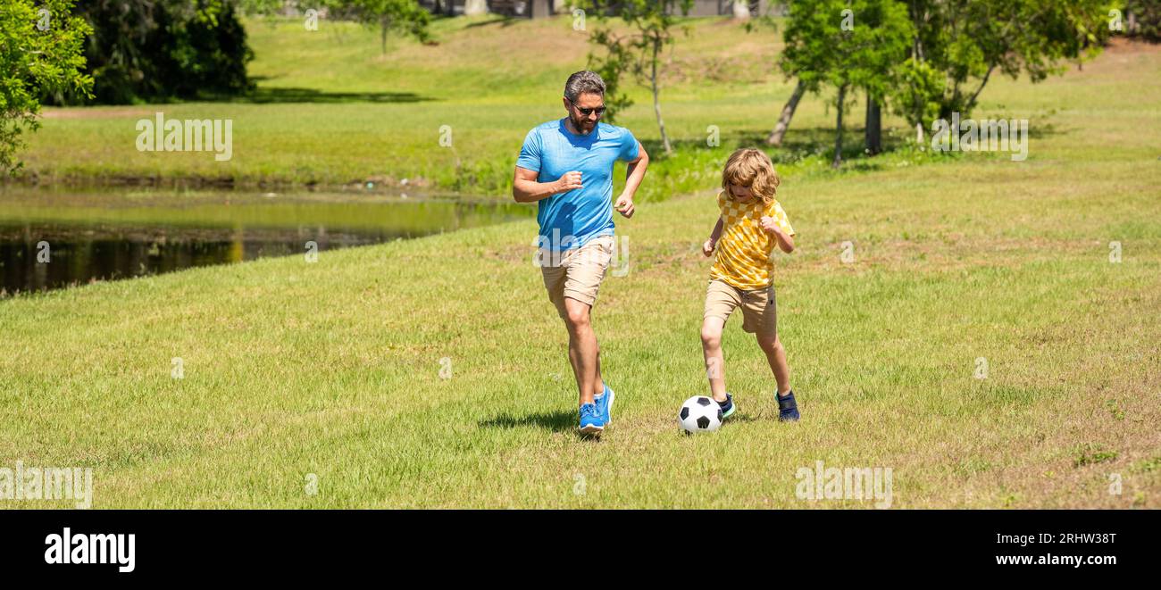 football family team of father and son. Fatherhood in outdoor of daddy ...
