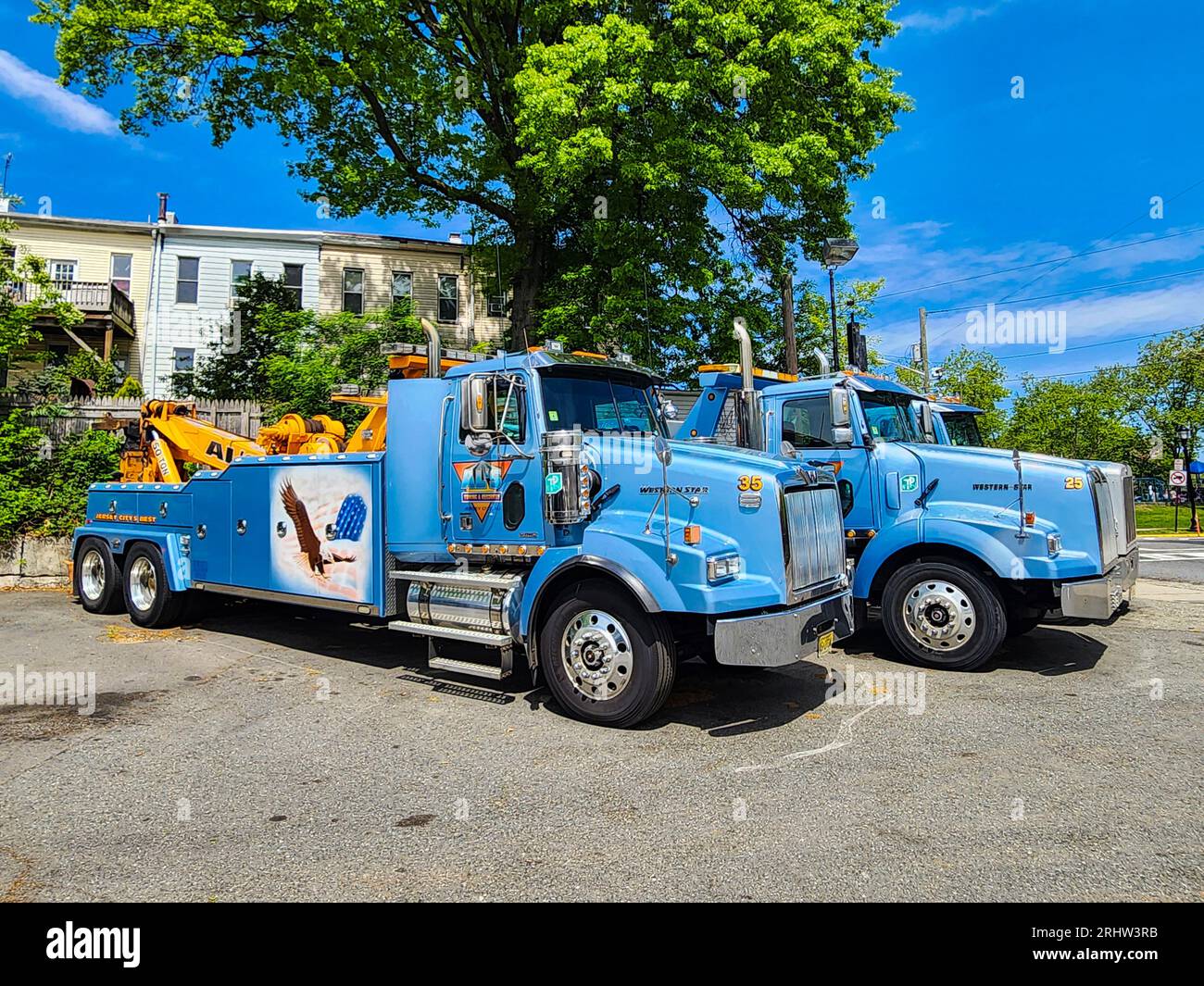 New York City, USA - May 09, 2023: kenworth western star picker truck ...