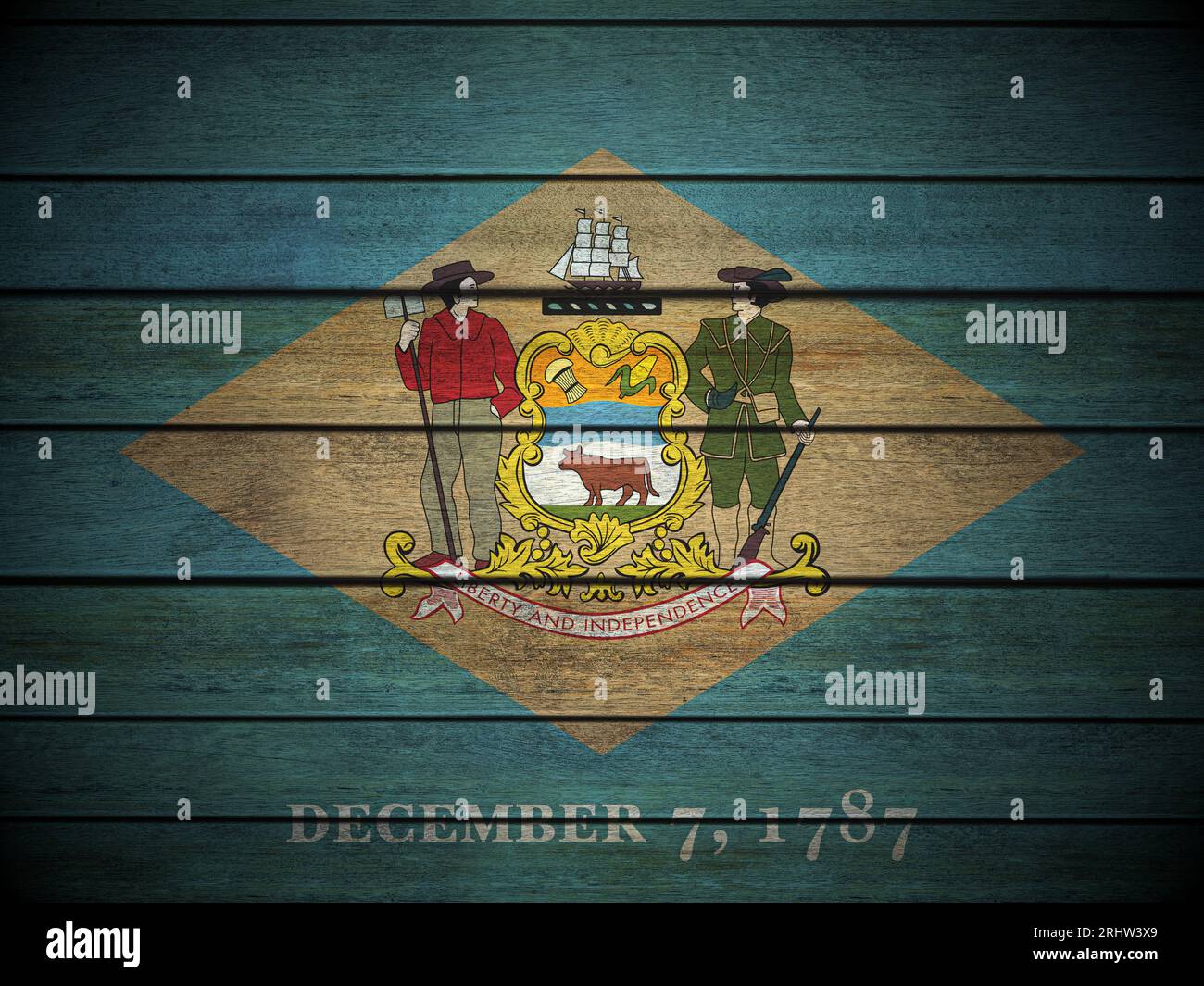Wooden Delaware flag background. 3d illustration Stock Photo - Alamy