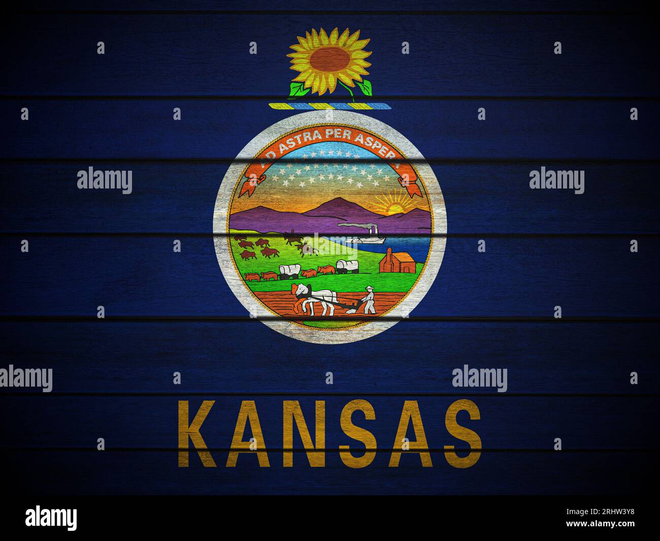 Wooden Kansas flag background. 3d illustration Stock Photo - Alamy