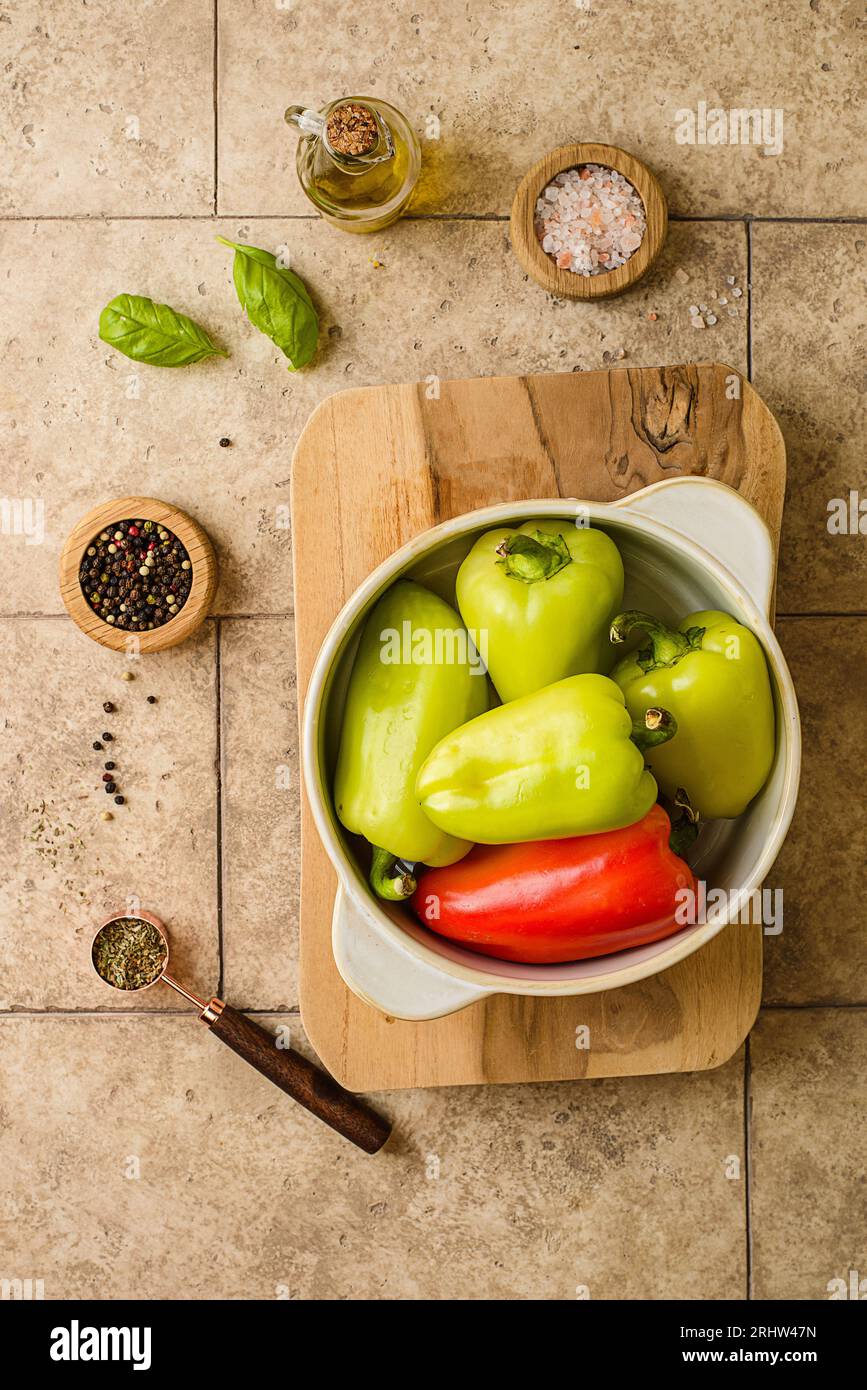 step-by-step preparation of ingredients for pepper soup . baked peppers ...