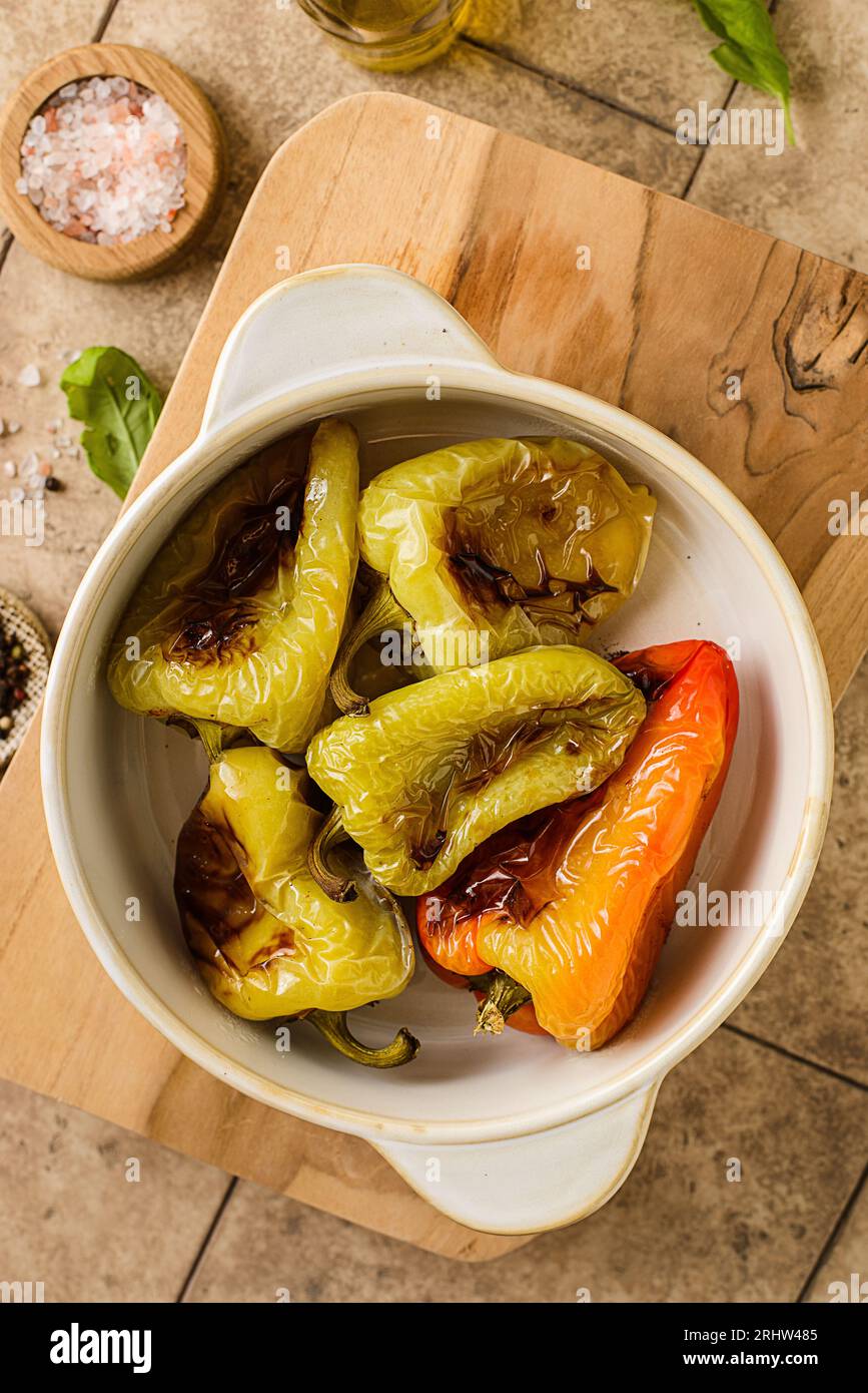 step-by-step preparation of ingredients for pepper soup . baked peppers ...