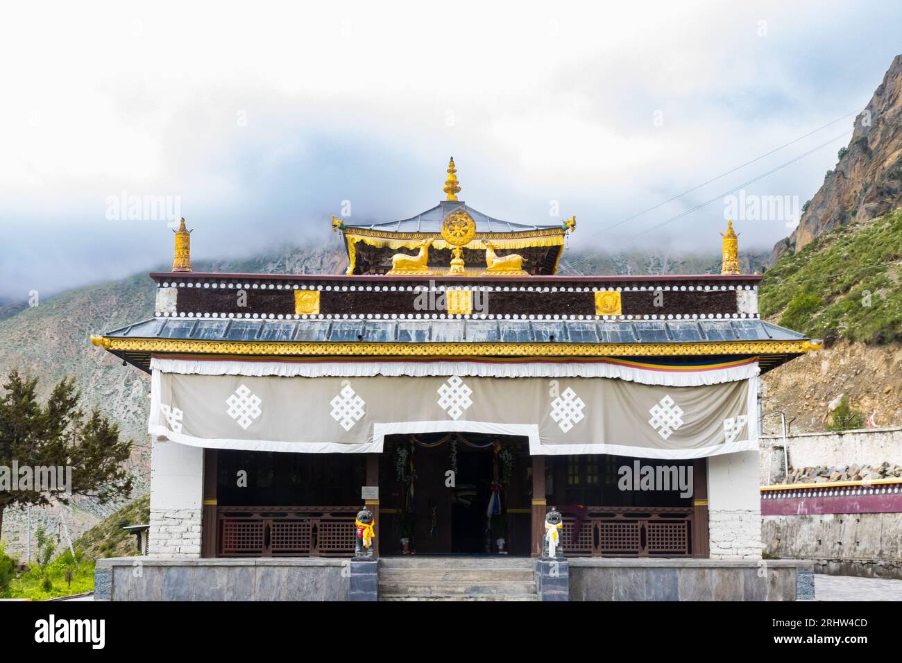 Monastery and Gompas in Muktinath Temple Village in Upper Mustang of ...