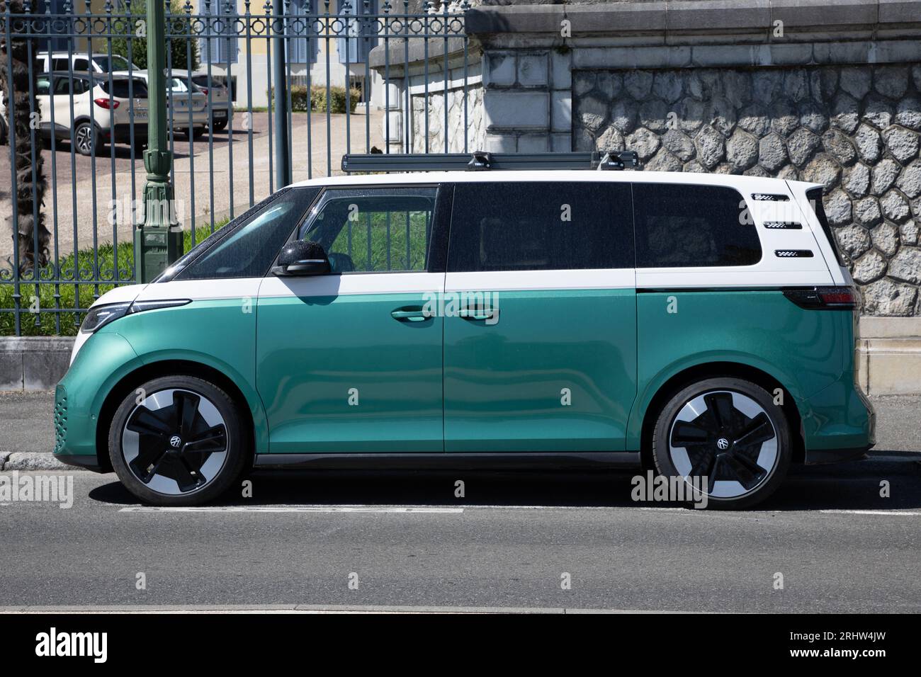Bordeaux , France - 08 18 2023 : Volkswagen ID Buzz Pro side street ...