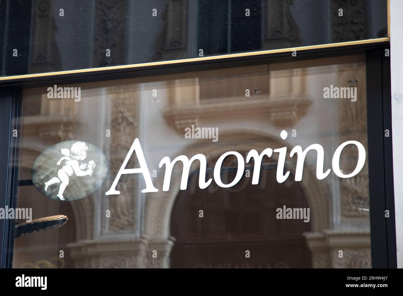 Pau , France - 08 17 2023 : Amorino logo brand and text sign on facade ...
