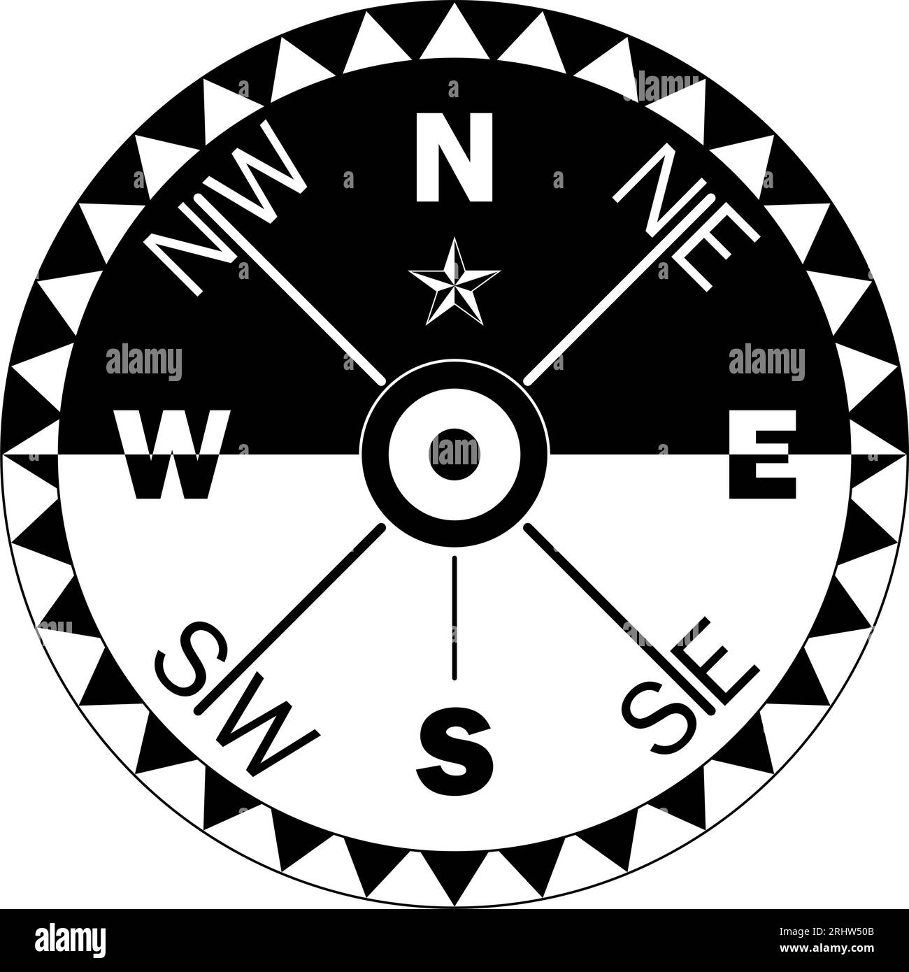 Compass rose vector with eight wind directions. Wind Rose with North ...