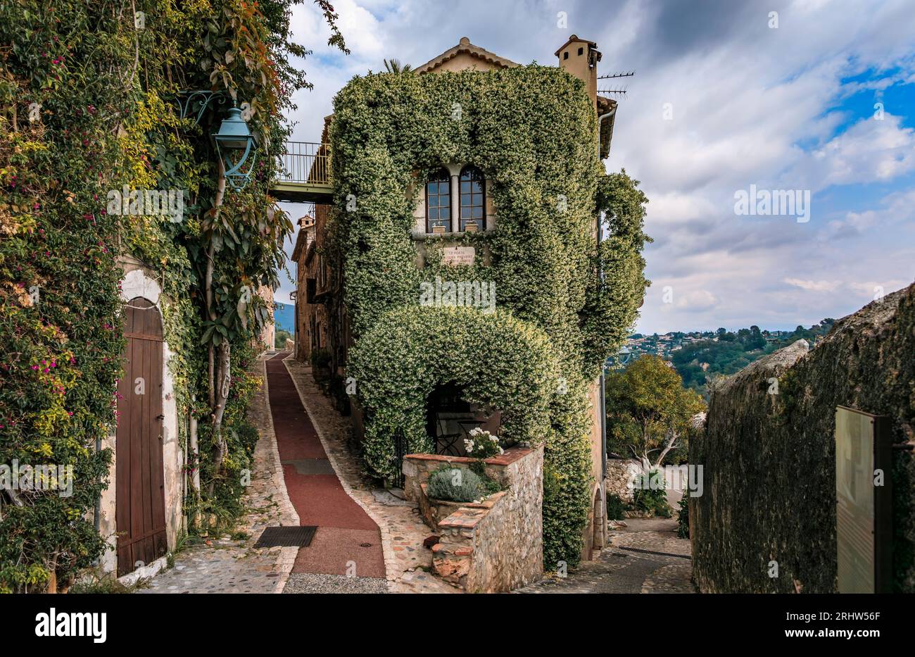 Traditional old stone house with jasmine vines where the French poet ...