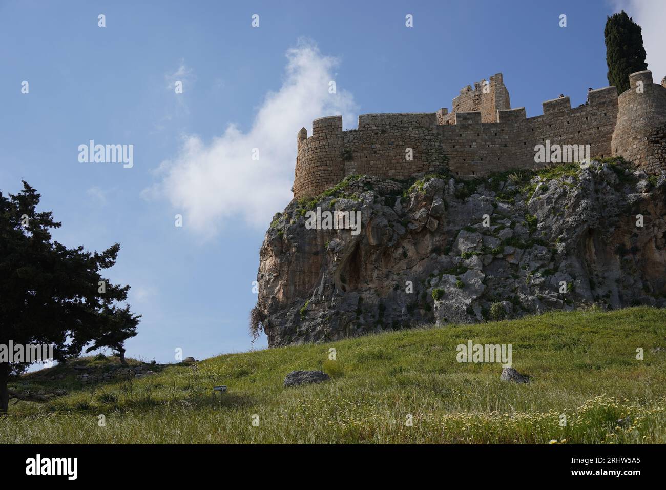 Lindos Medivial castle with some ancient parts including the temple of ...