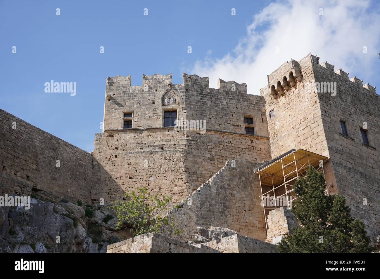 Lindos Medivial castle with some ancient parts including the temple of ...