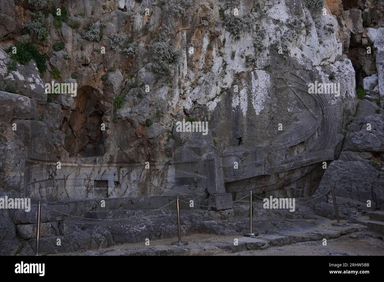 Relief of a Rhodian ship cut into the rock at the foot of the steps ...