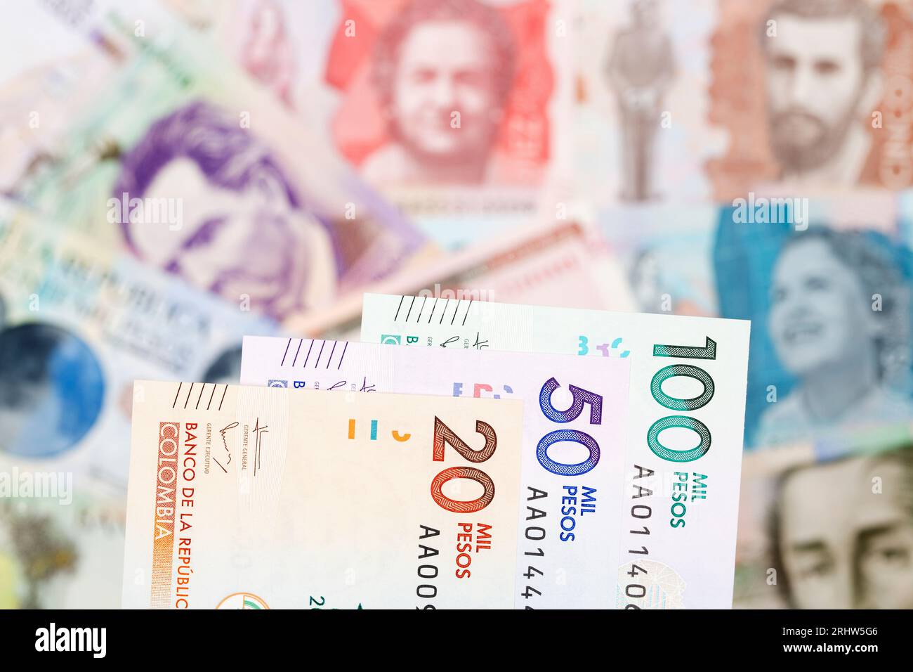 Colombian money - peso a business background Stock Photo - Alamy