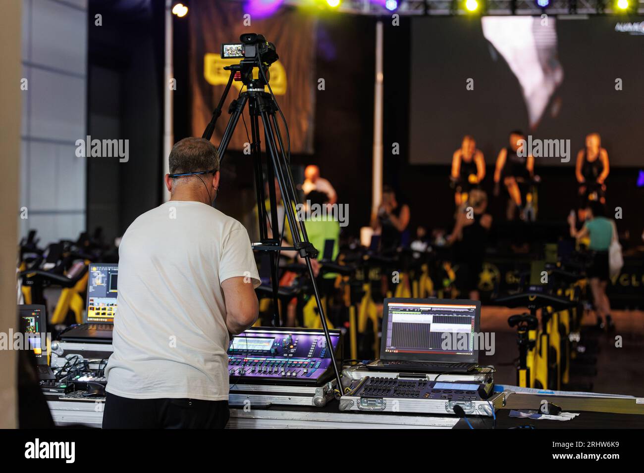 Lighting and Sound Technician and Broadcast Operator at Work in the ...