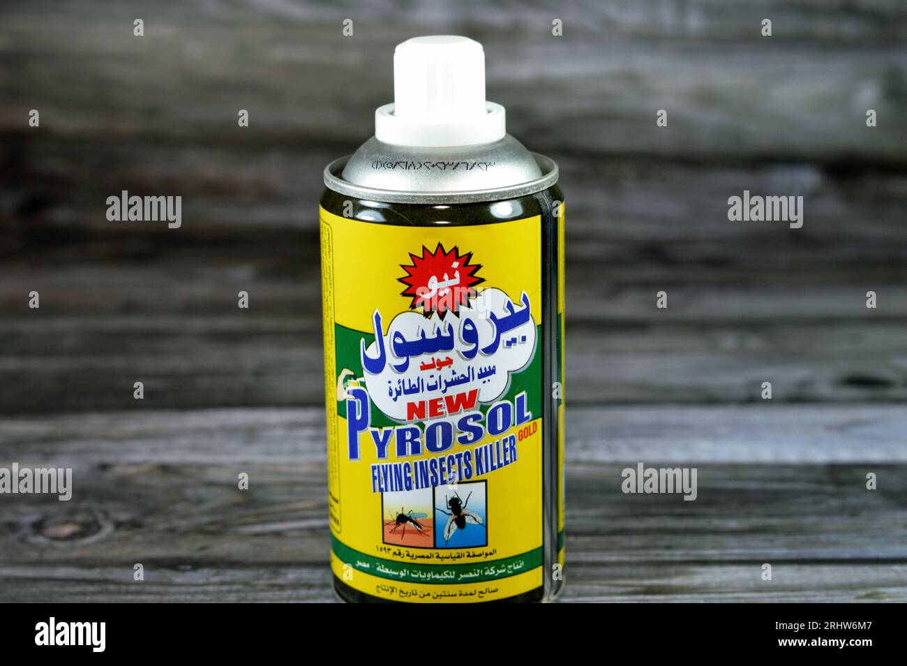 Cairo, Egypt, August 4 2023: New Pyrosol gold flying insect killer ...