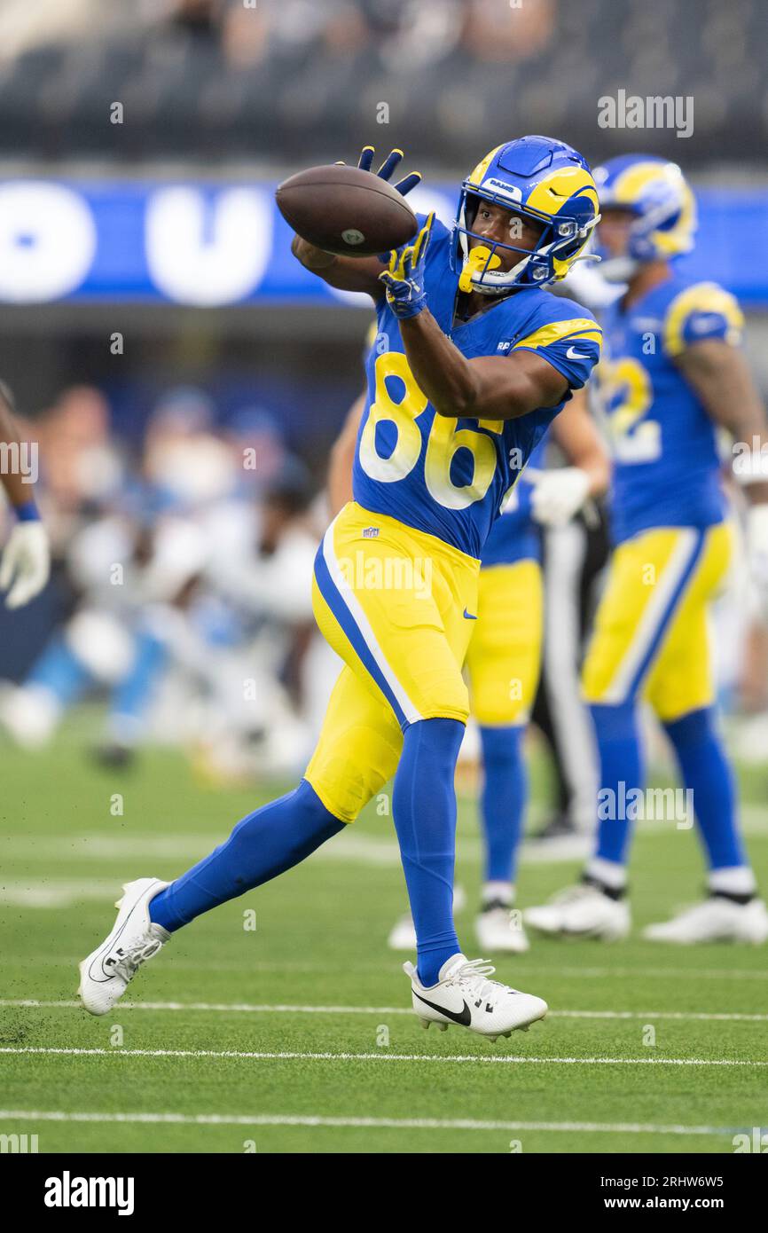 Los Angeles Rams wide receiver Tyler Hudson (86) catches the ball ...