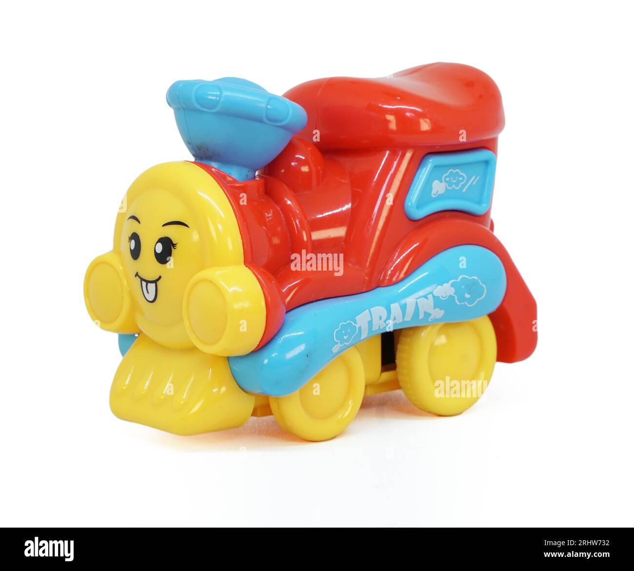 colorful plastic train toy isolated on white background Stock Photo - Alamy