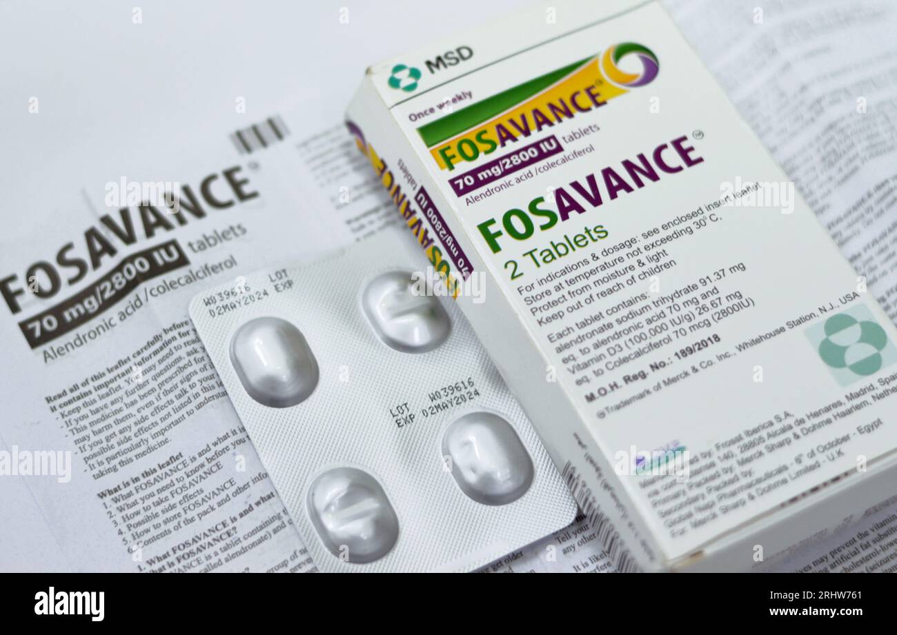 Cairo, Egypt, August 9 2023: Fosavance tablets by MSD, active ...