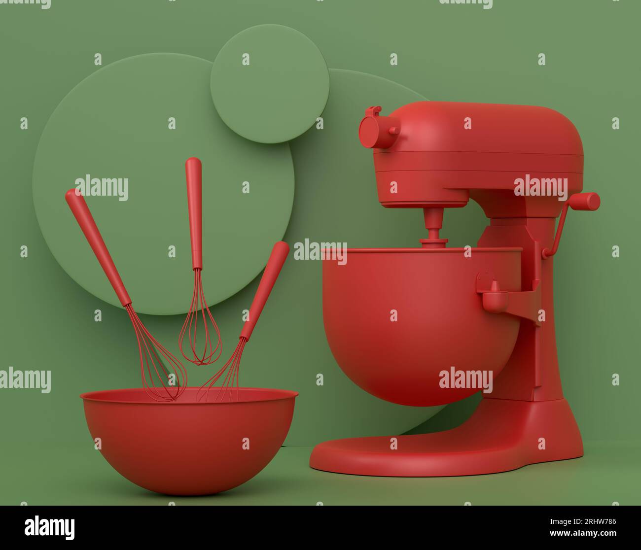 Abstract scene or podium with blender and kitchen utensil on monochrome ...