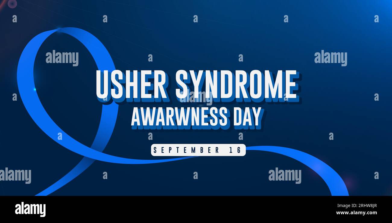 Usher syndrome awareness day September 16 with ribbon, blue background ...