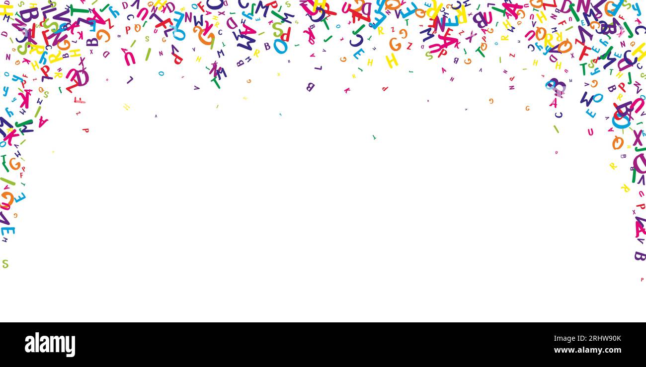 Concept of school background. Colorful childish falling letters of ...