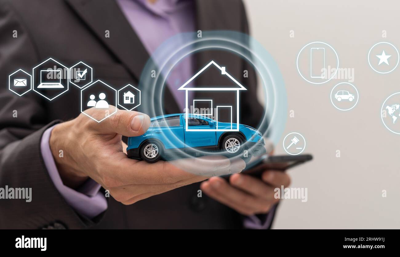 Circular futuristic interface of smart home automation assistant on a ...