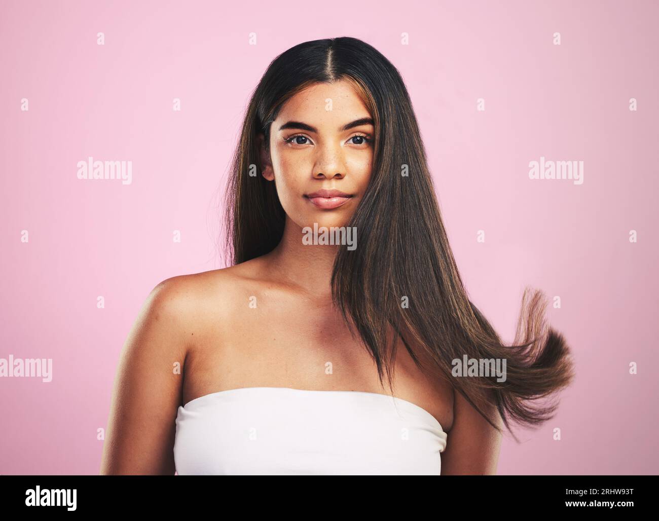 Hair care, wind and woman portrait with natural beauty and salon ...