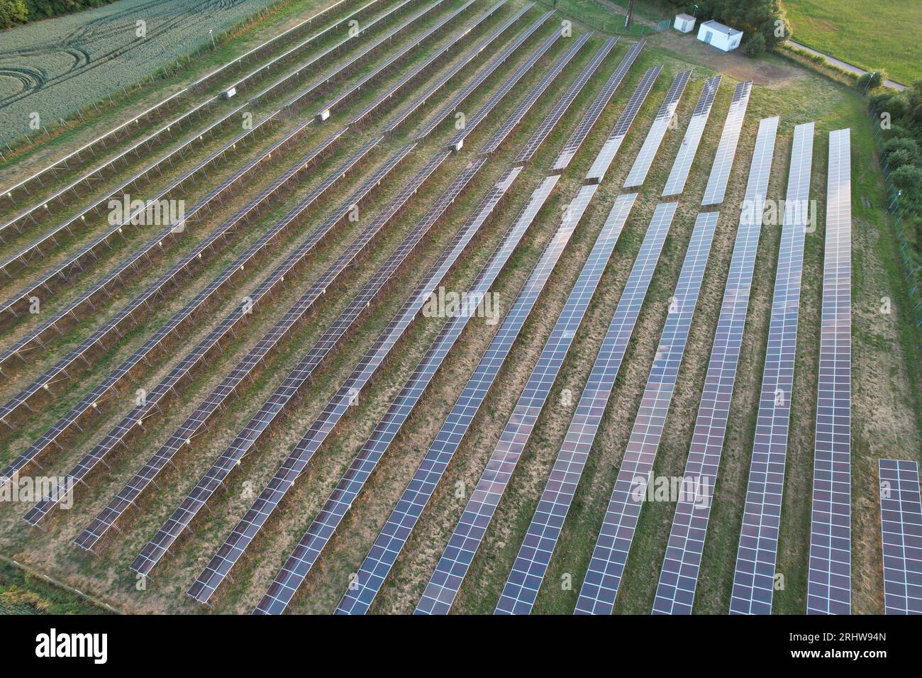 Modern solar power plant, photovoltaic panels green energy electricity ...