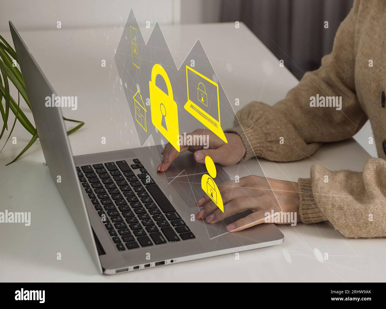 Cybersecurity and privacy concepts to protect data. Lock icon and ...