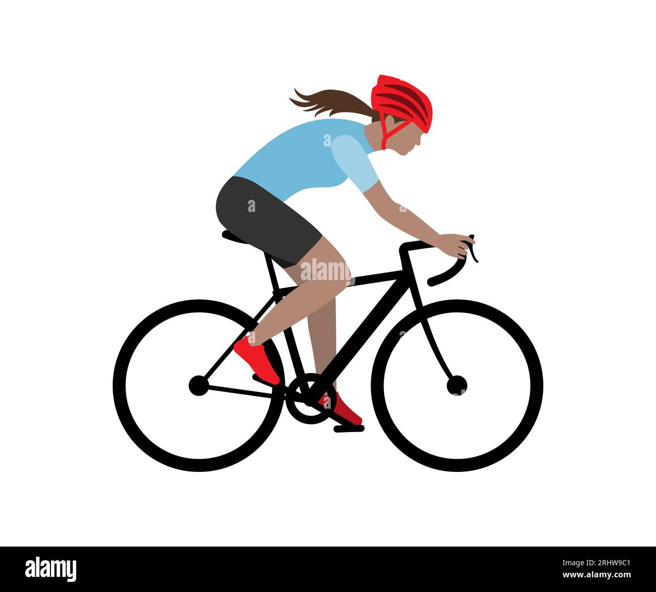 Female cyclist riding a race bike, vector illustration Stock Photo - Alamy
