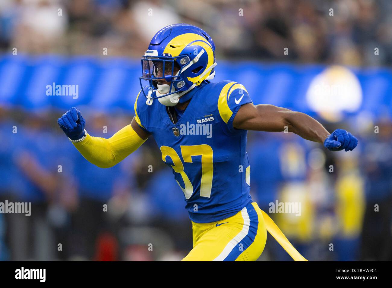 Los Angeles Rams safety Quentin Lake (37) runs during an NFL preseason ...
