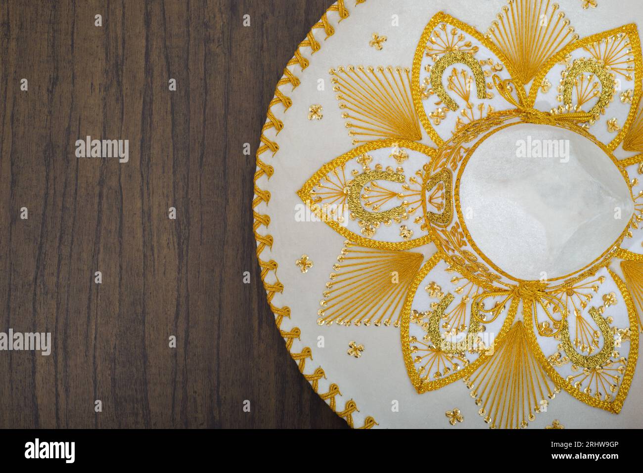 Mexican charro hat on wooden table. Mariachi hat. Typical mexican ...