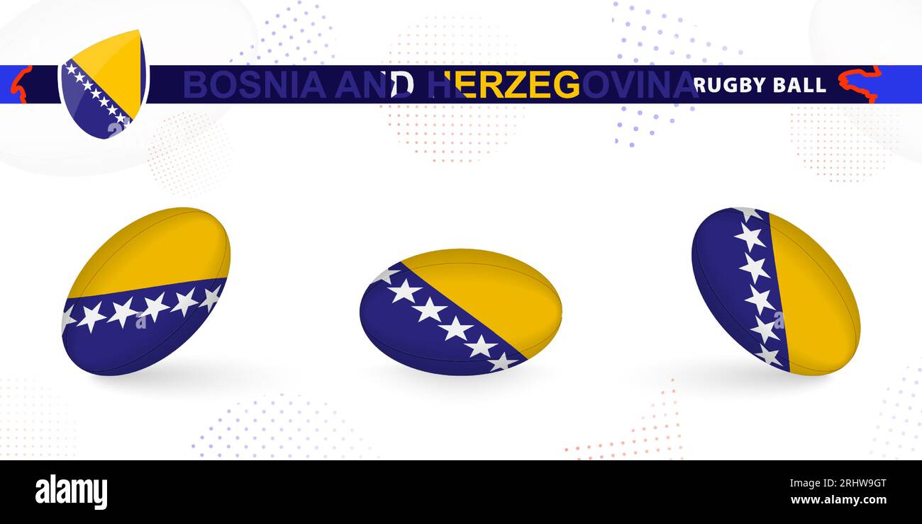 Rugby ball set with the flag of Bosnia and Herzegovina in various ...