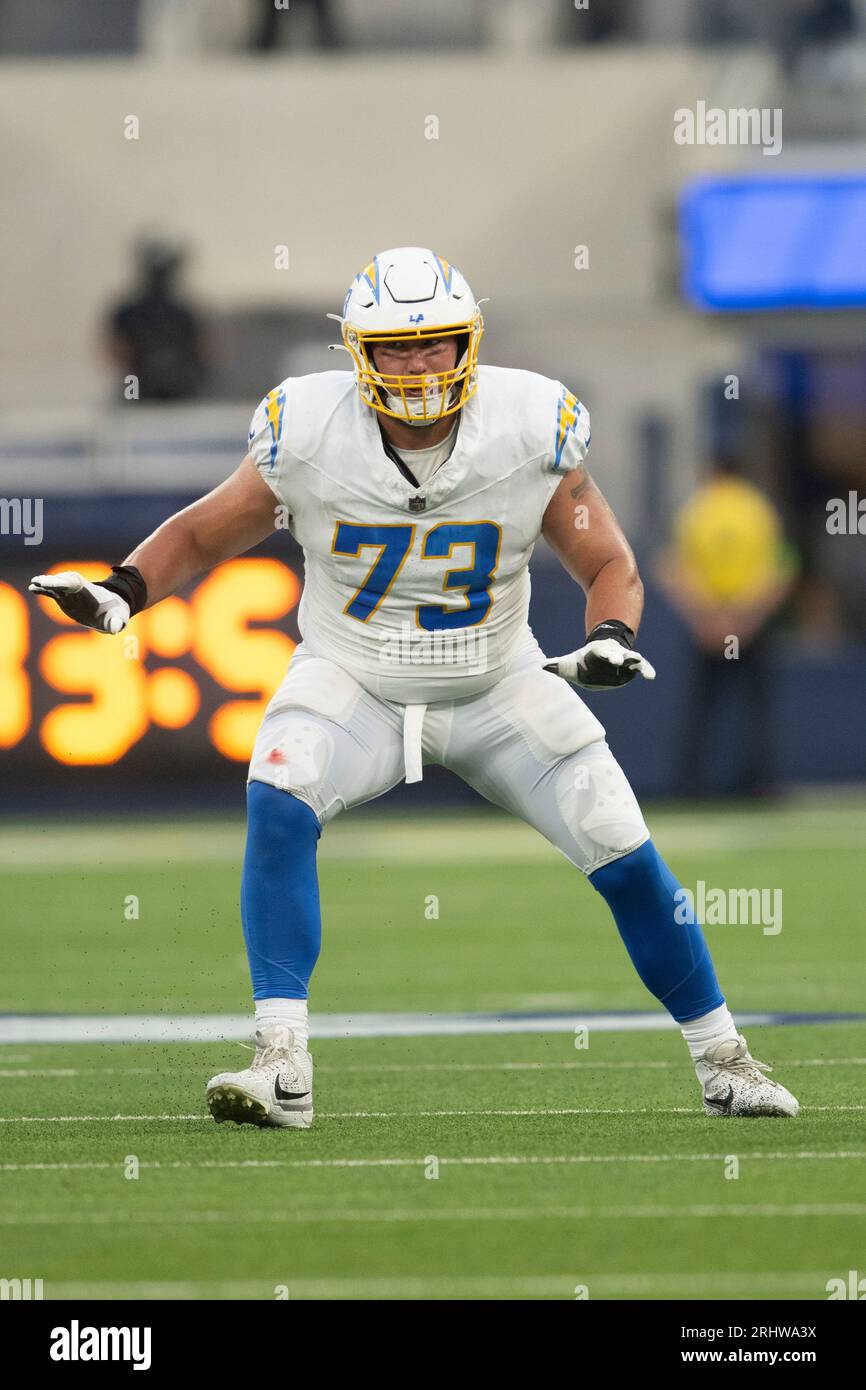Los Angeles Chargers offensive tackle Foster Sarell (73) takes his ...