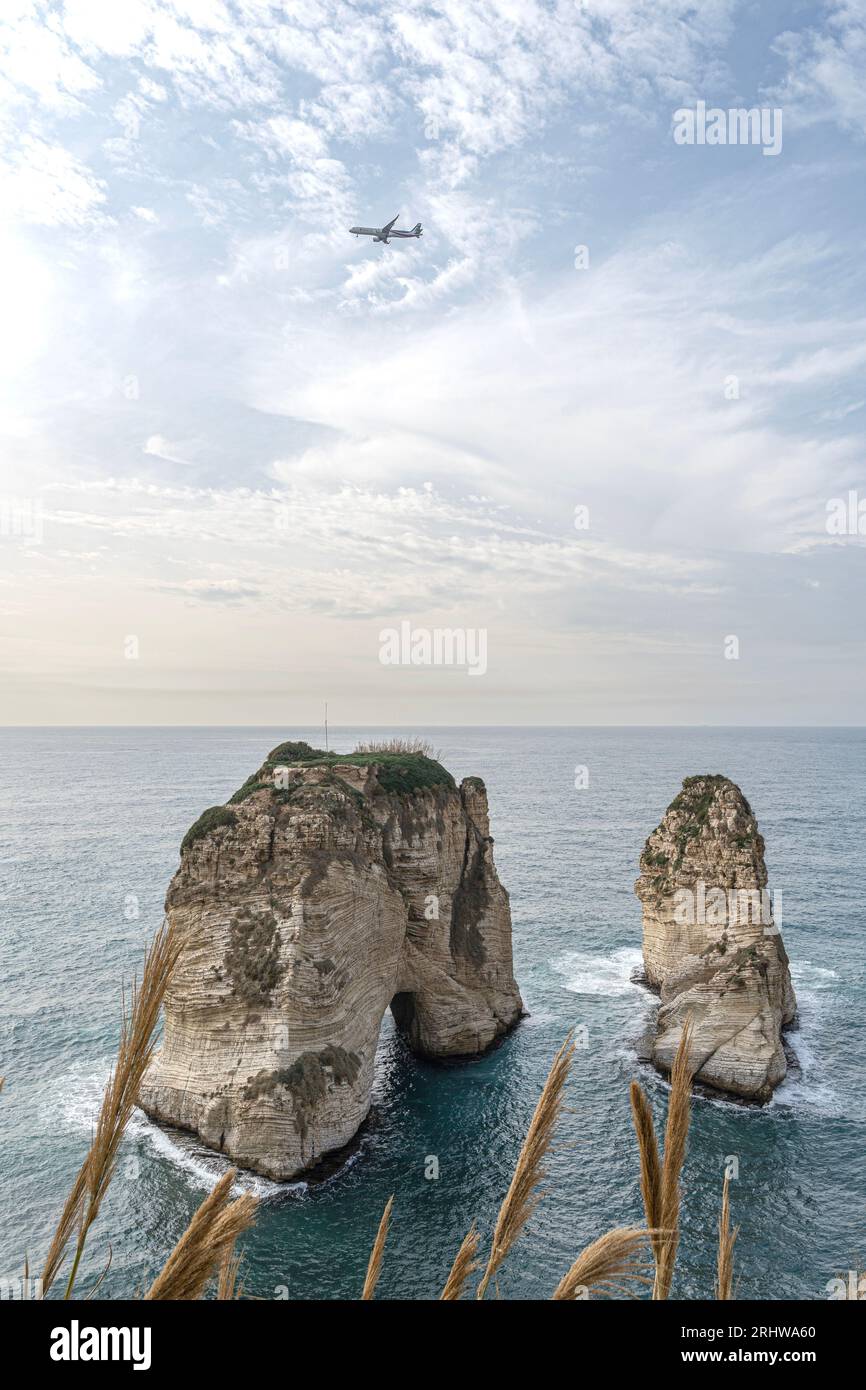 Airplane on final approach to Beirut International Airport, Lebanon ...