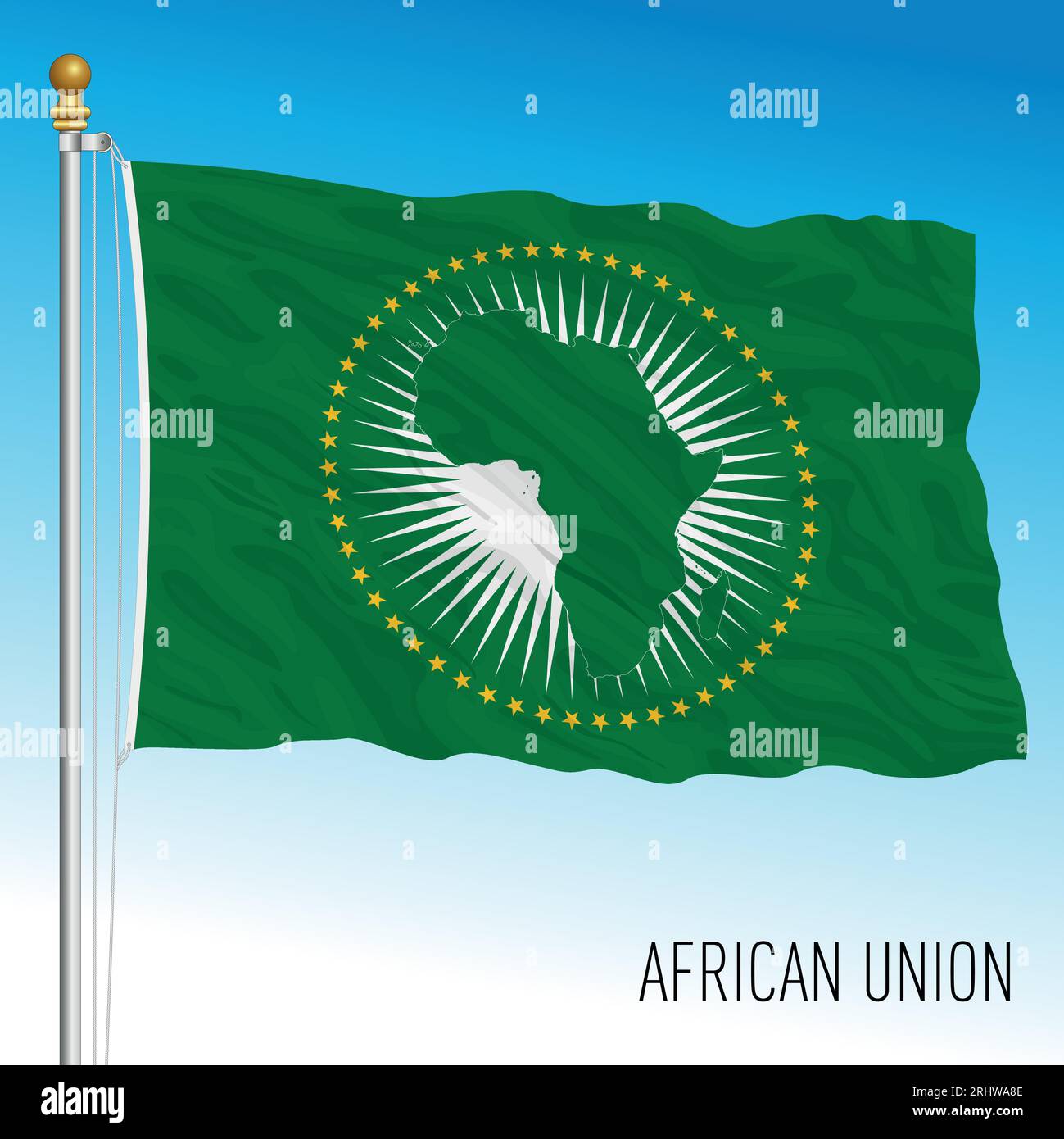 African Union Organization waving flag, African countries, vector ...