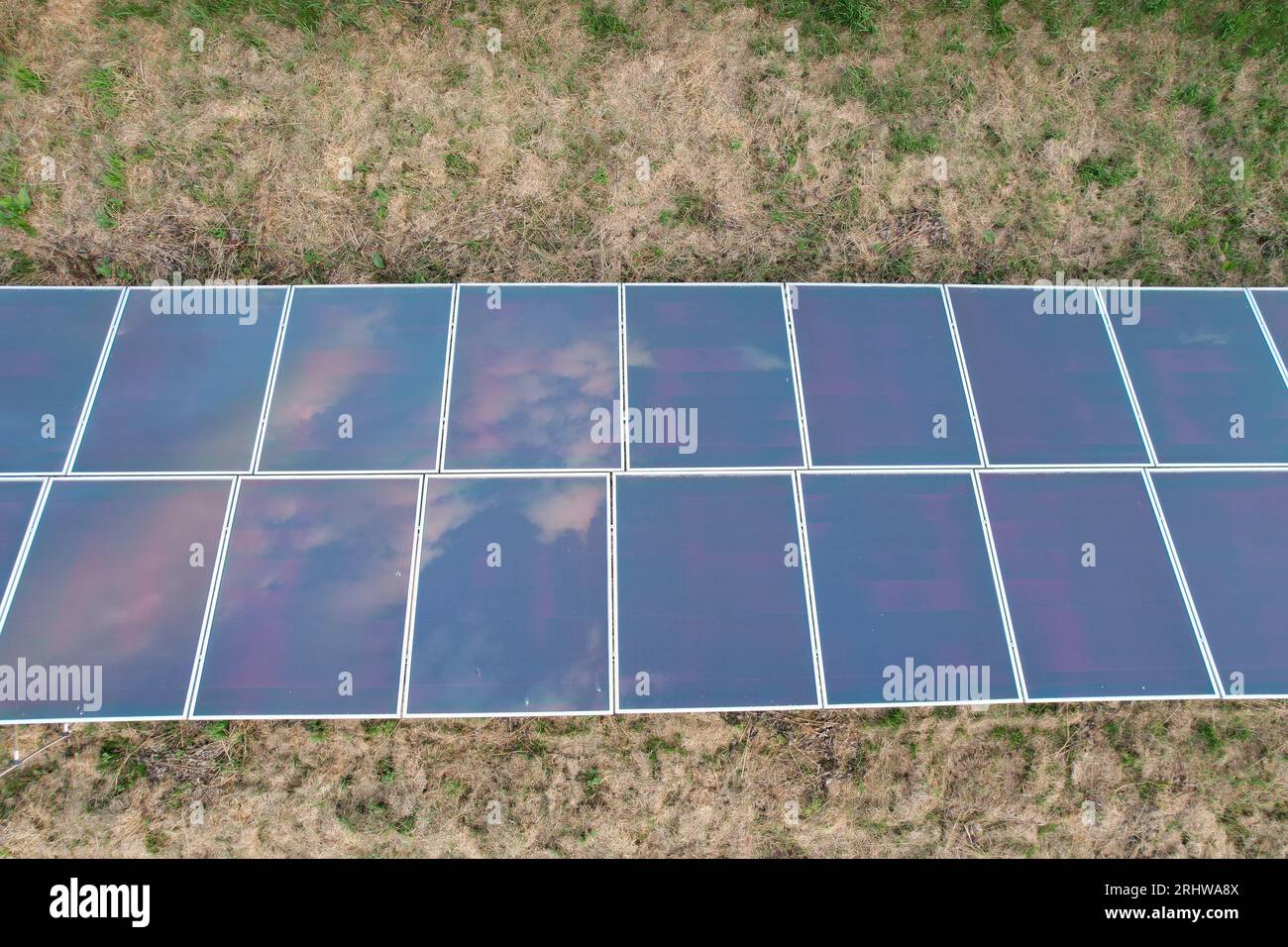 Modern solar power plant, photovoltaic panels green energy electricity ...