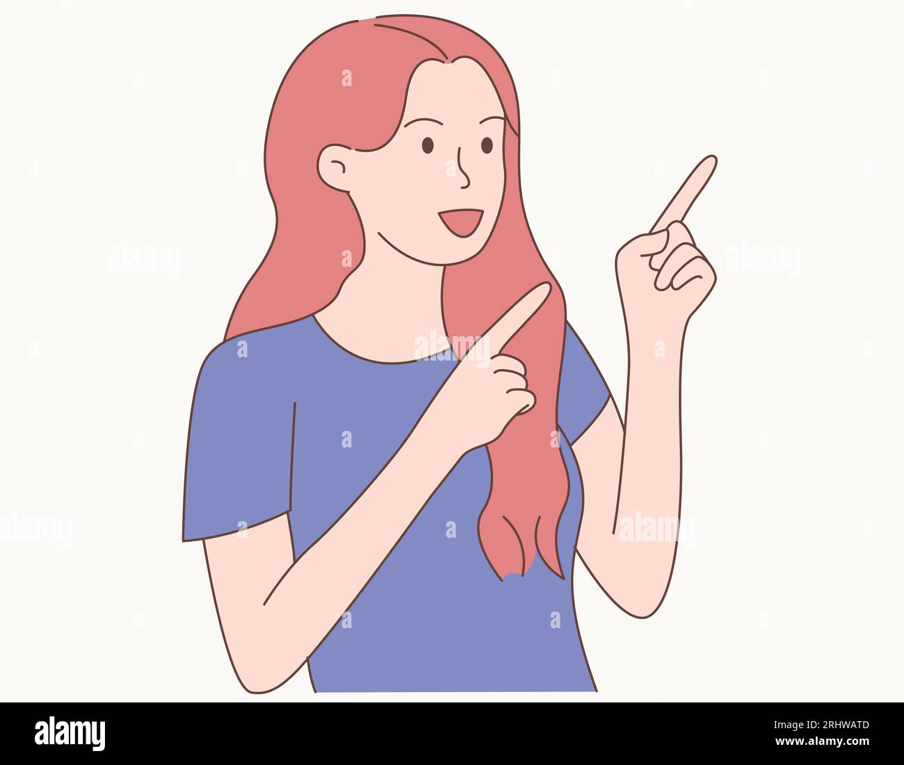 Vector of Woman Pointing Sideways and Smiling Stock Vector Image & Art ...