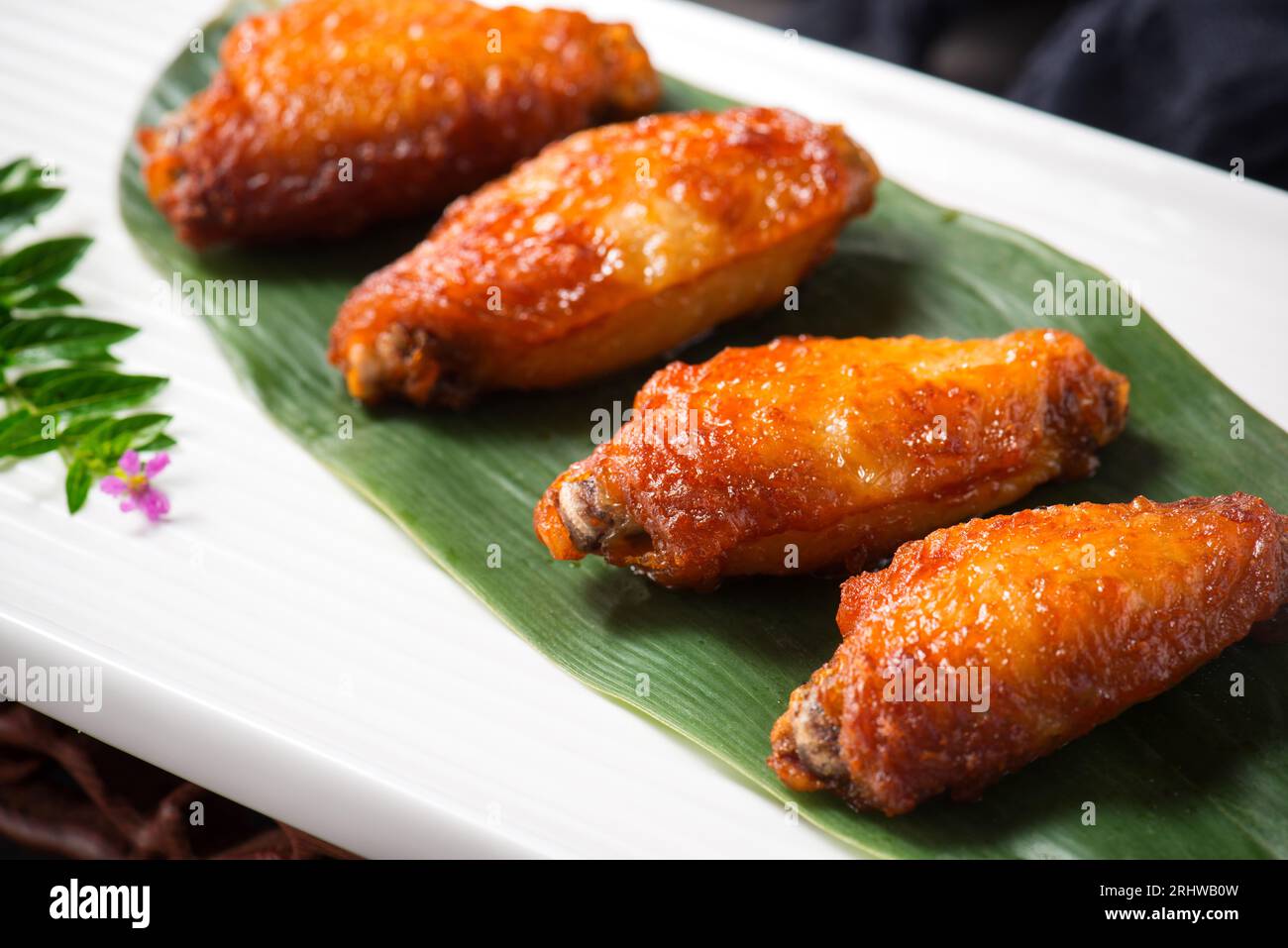 baked barbecue chicken Mid wings with white sesame Stock Photo - Alamy