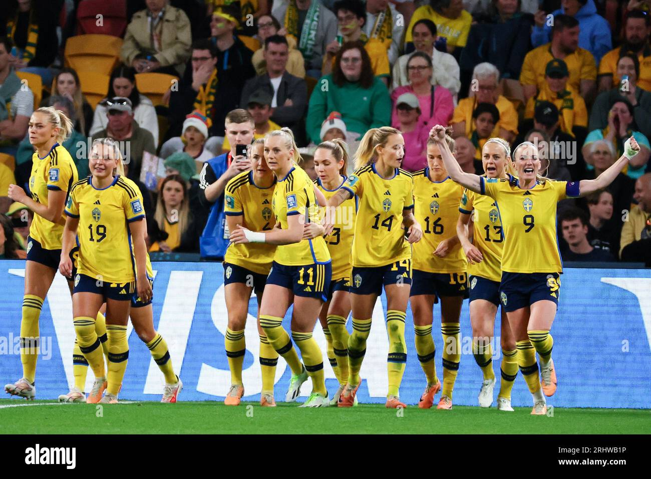 Sweden celebrate after scoring their first goal during the Women's ...