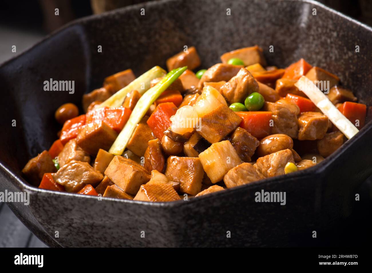 eight treasures Stir Fried tofu，pork, shrimp,bamboo shoots Stock Photo ...