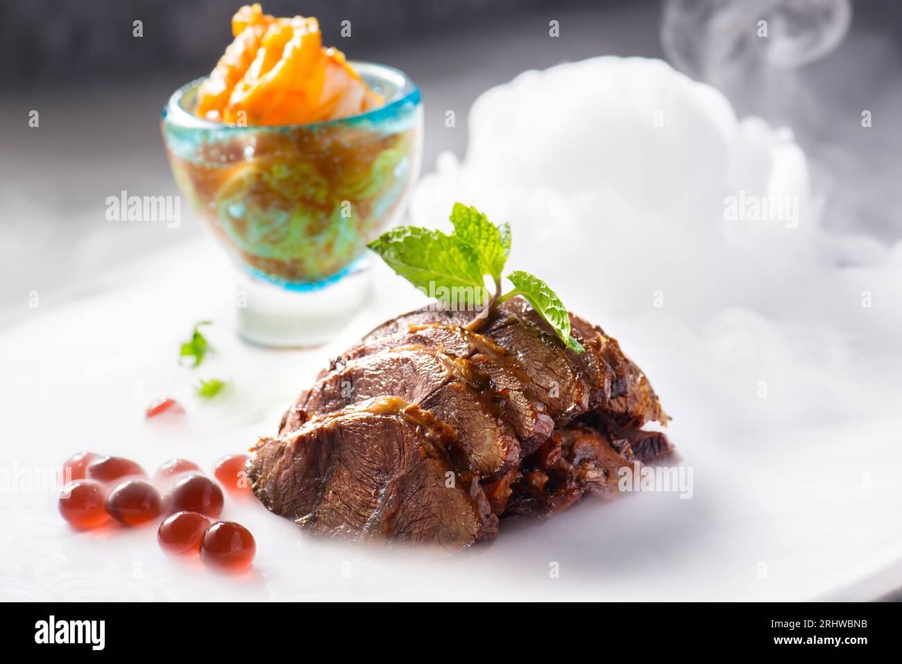 Sliced beef with tendon close up. Spiced beef,braised beef shank ...