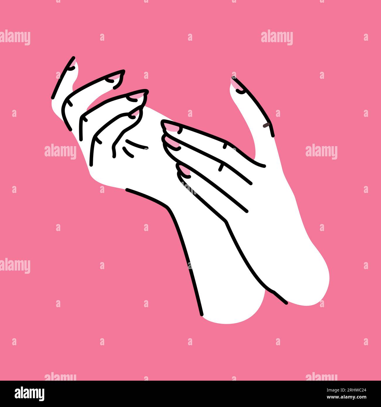 Women's hands with manicure color line illustration. Nail service ...
