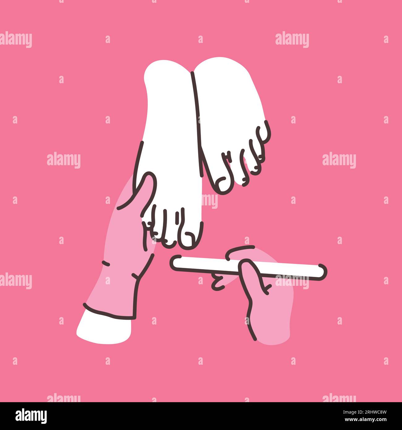 Pedicure color line illustration. Womans feet. Beauty industry Stock ...