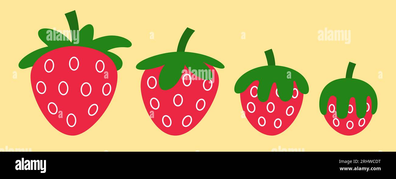Strawberry icon set from smallest to most ripe Stock Vector Image & Art ...