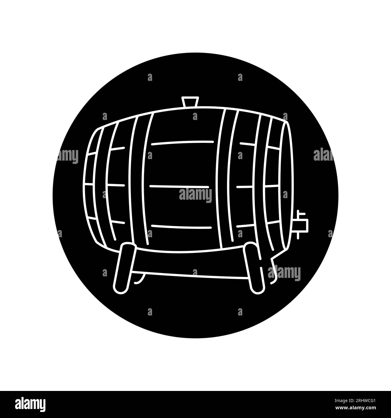 Barrel with beer black line icon. Pictogram for web page, mobile app ...