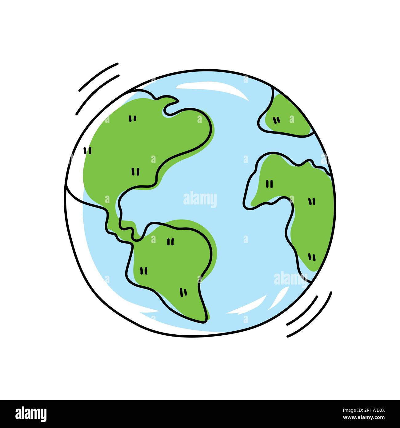 Planet Earth icon in doodle style. Colored flat vector illustration ...