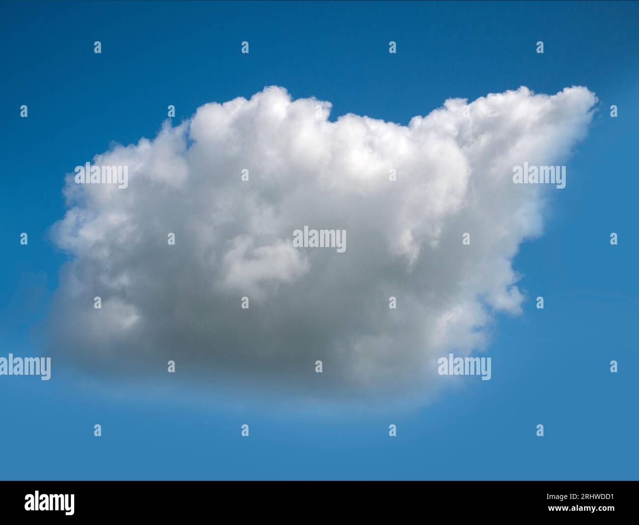 White single cloud over blue sky background. Fluffy cumulus cloud shape ...