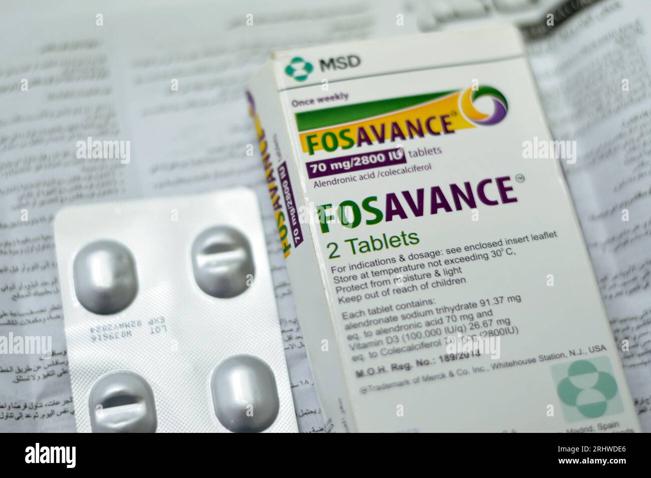 Cairo, Egypt, August 9 2023: Fosavance tablets by MSD, active ...
