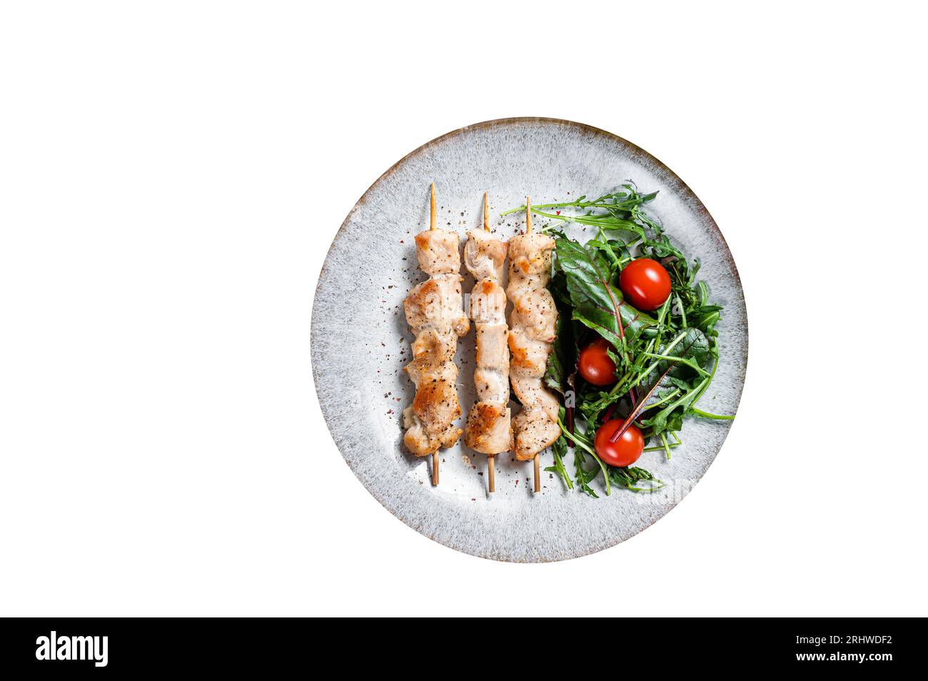 Chicken and pepper skewers top view Cut Out Stock Images & Pictures - Alamy